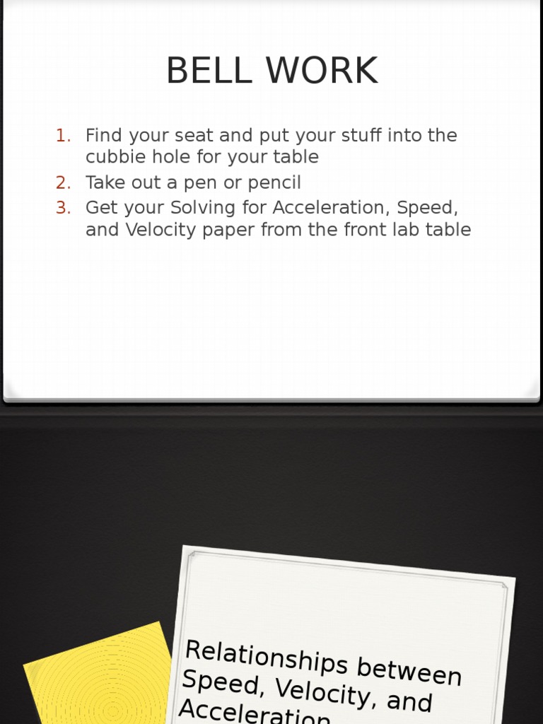 Bell Work | PDF | Acceleration | Speed