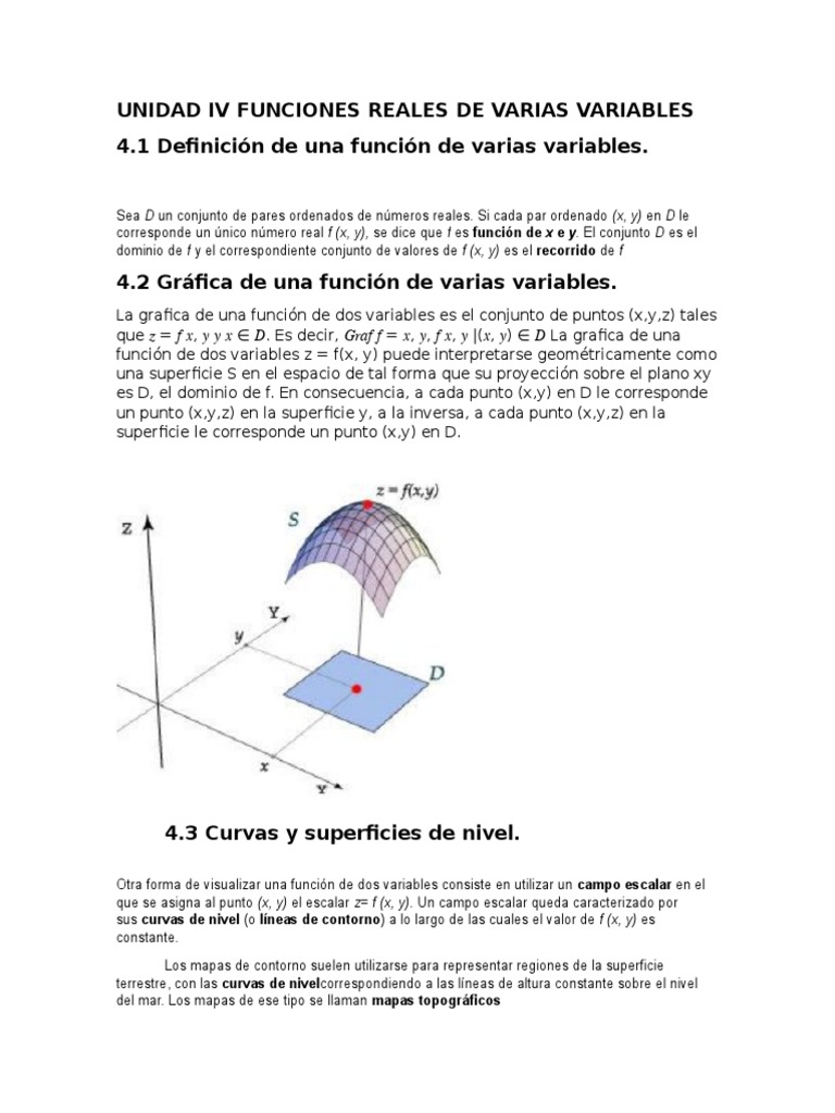 Unidad IV Funciones Reales de Varias Variables | Derivado | Función (Matemáticas)