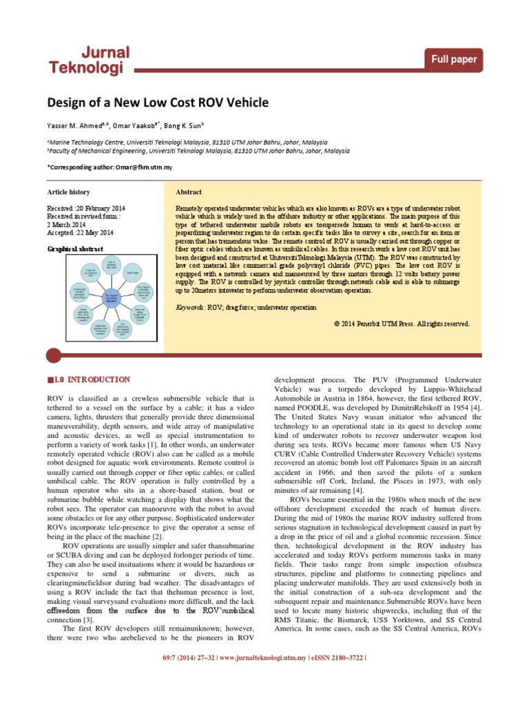 Design of A New Low Cost ROV Vehicle | PDF | Science | Engineering