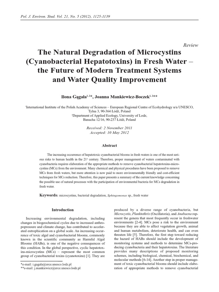 Pol J Environ Stud Vol 21 No 5 1125-1139 | PDF | Eutrophication | Cyanobacteria
