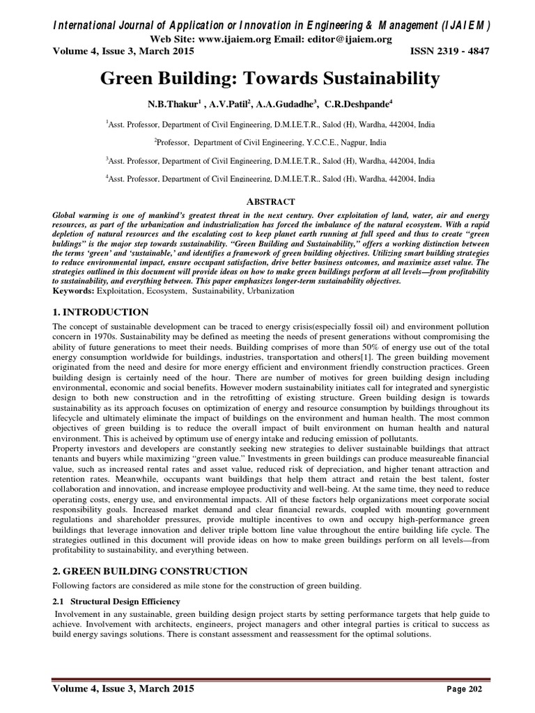 Green Building: Towards Sustainability | PDF | Green Building ...