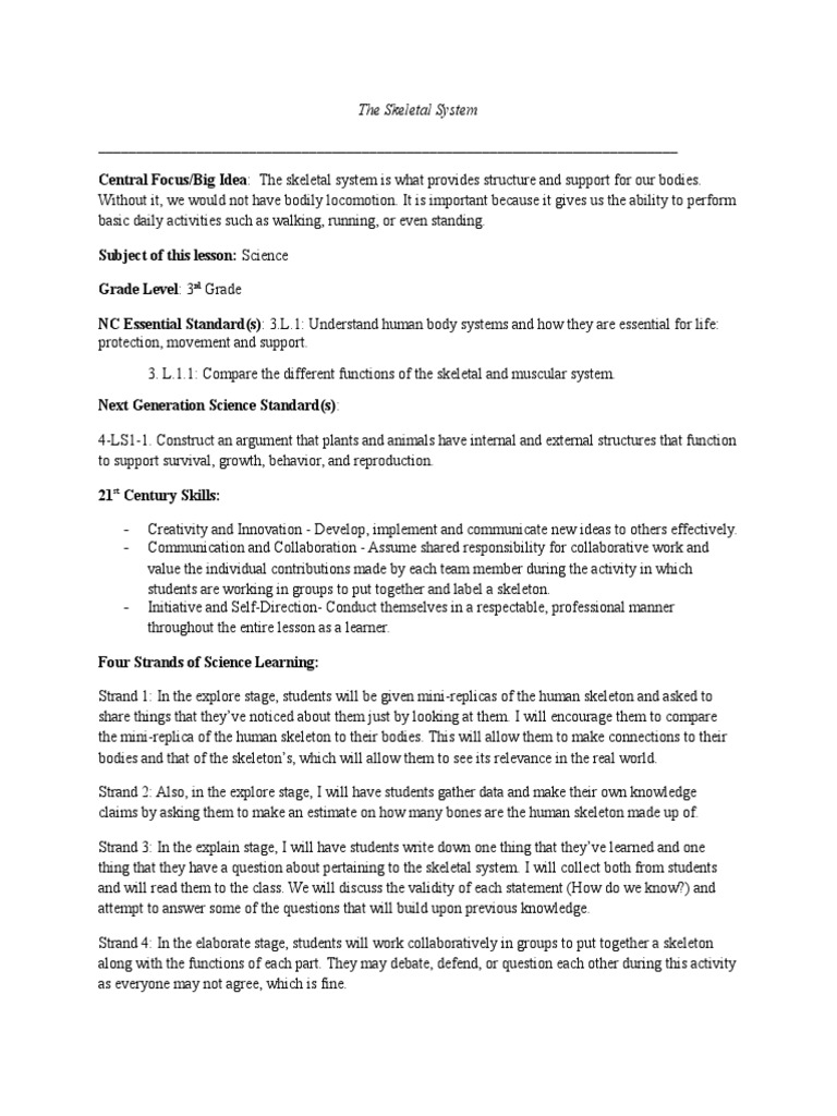Science Lessonp | PDF | Skeleton | Science