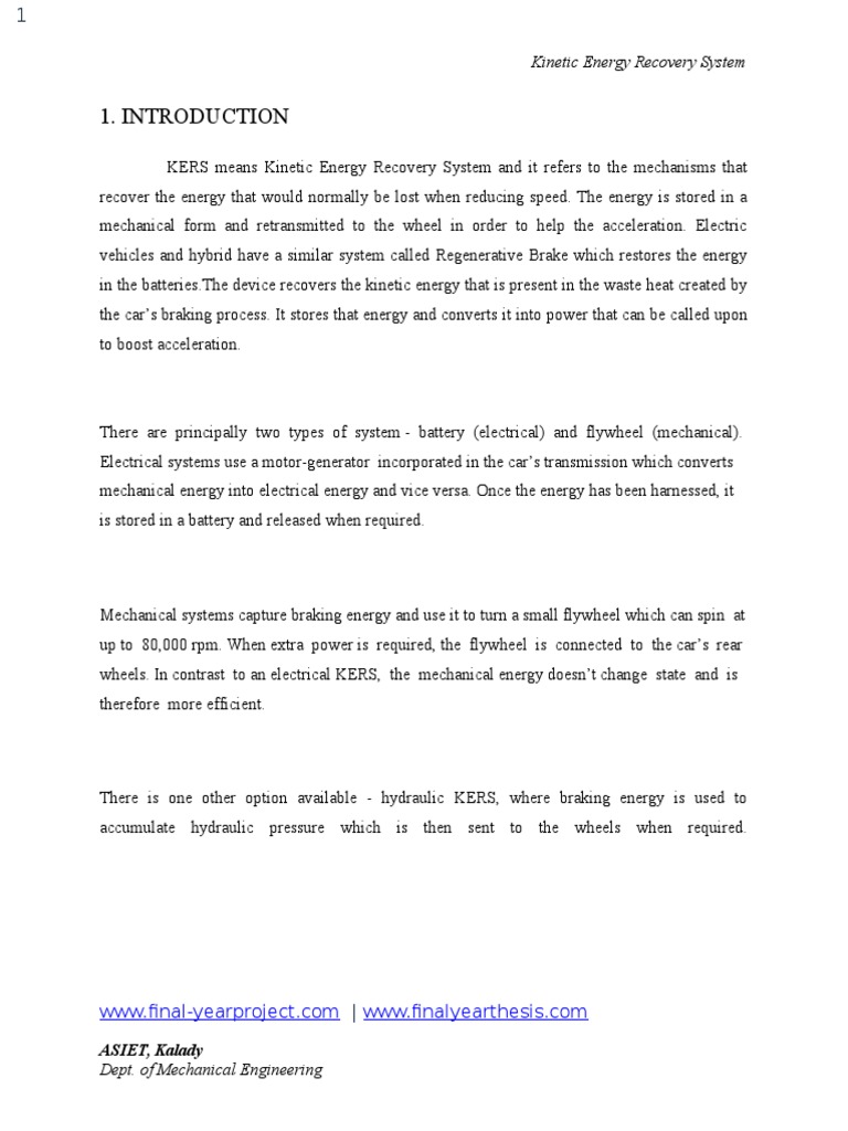 Kinetic Energy Recovery System | PDF | Brake | Hybrid Vehicle