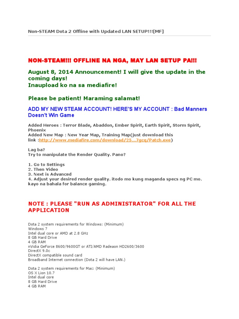 Dota 2 Offline Setup and Requirements | PDF | Advanced Micro Devices ...
