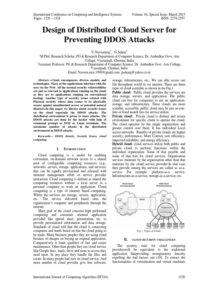 Design of Distributed Cloud Server For Preventing DDOS Attacks | PDF ...