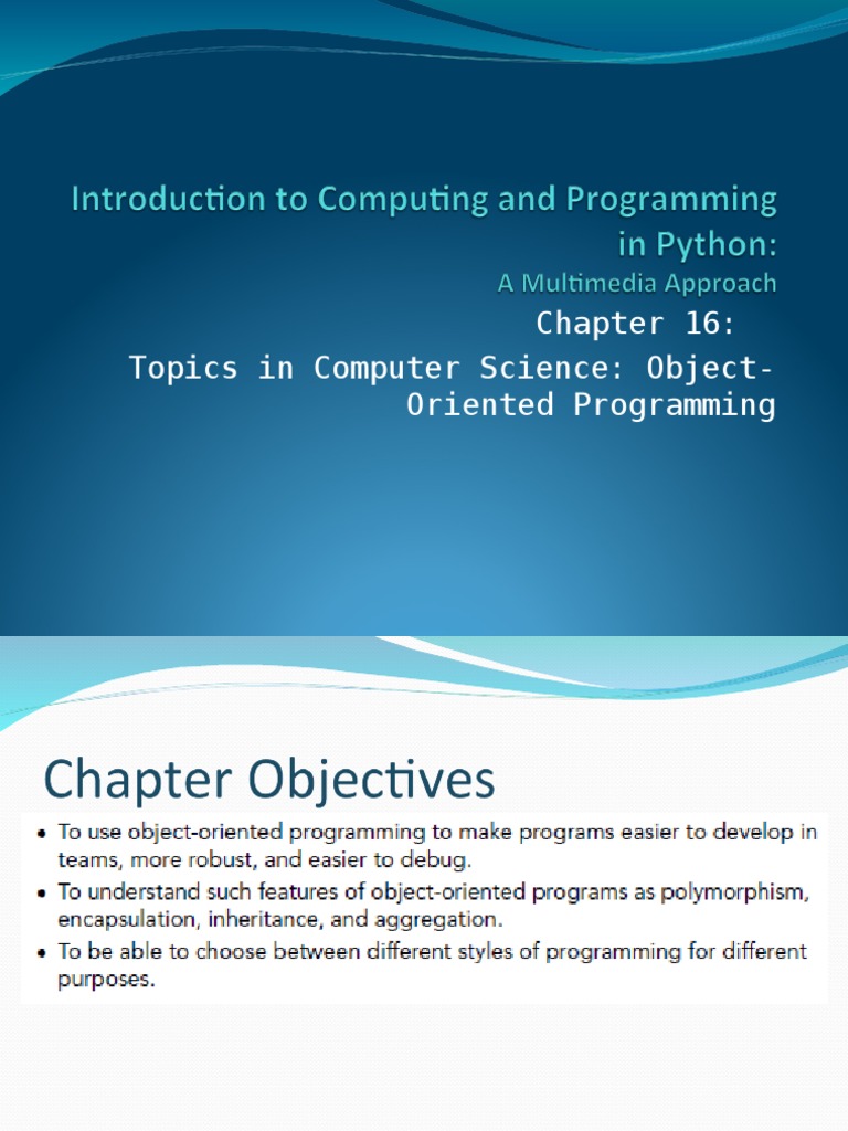 Topics In Computer Science Object Oriented Programming Pdf Class Computer Programming