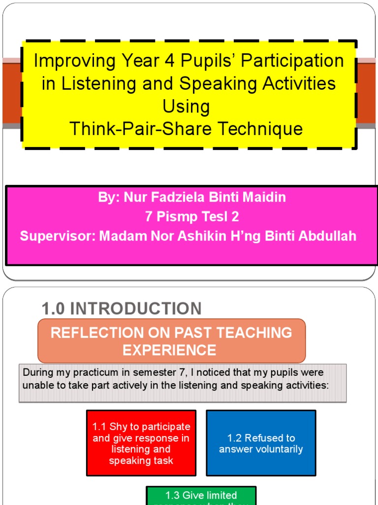Improving Year 4 Pupils' Participation in Listening and Speaking ...