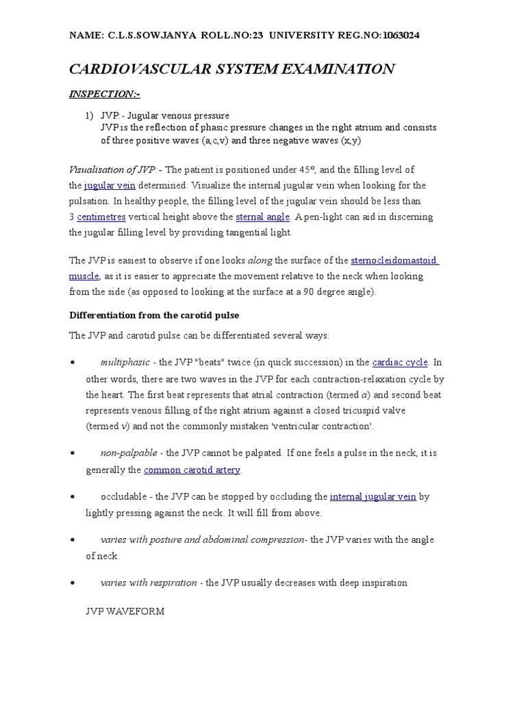 Cardiovascular System Examination | PDF | Heart Valve | Atrium (Heart)