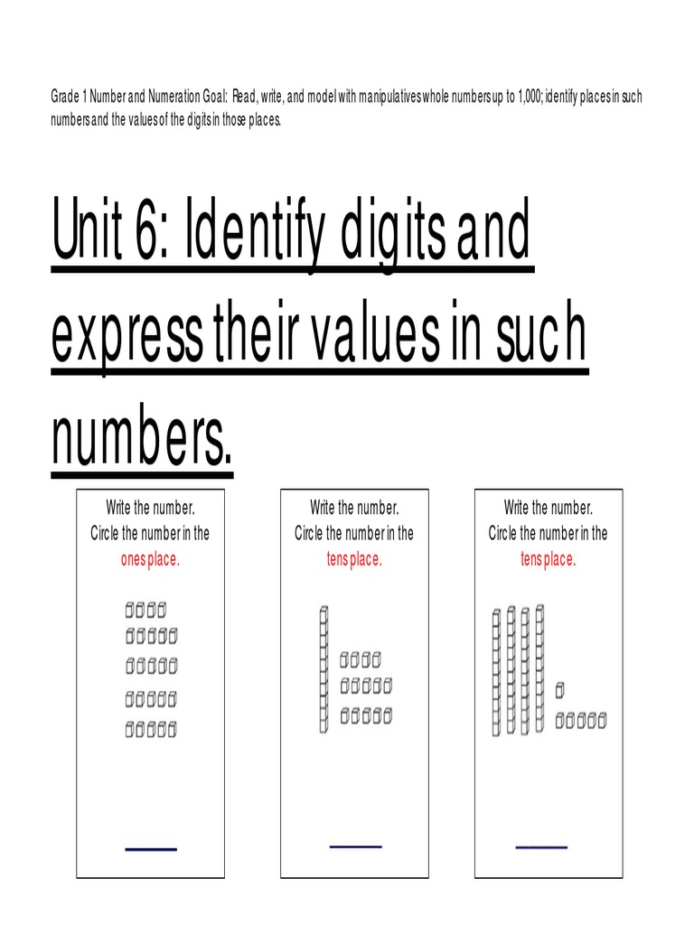 Grade 1 Unit 6 Review For Exam | PDF