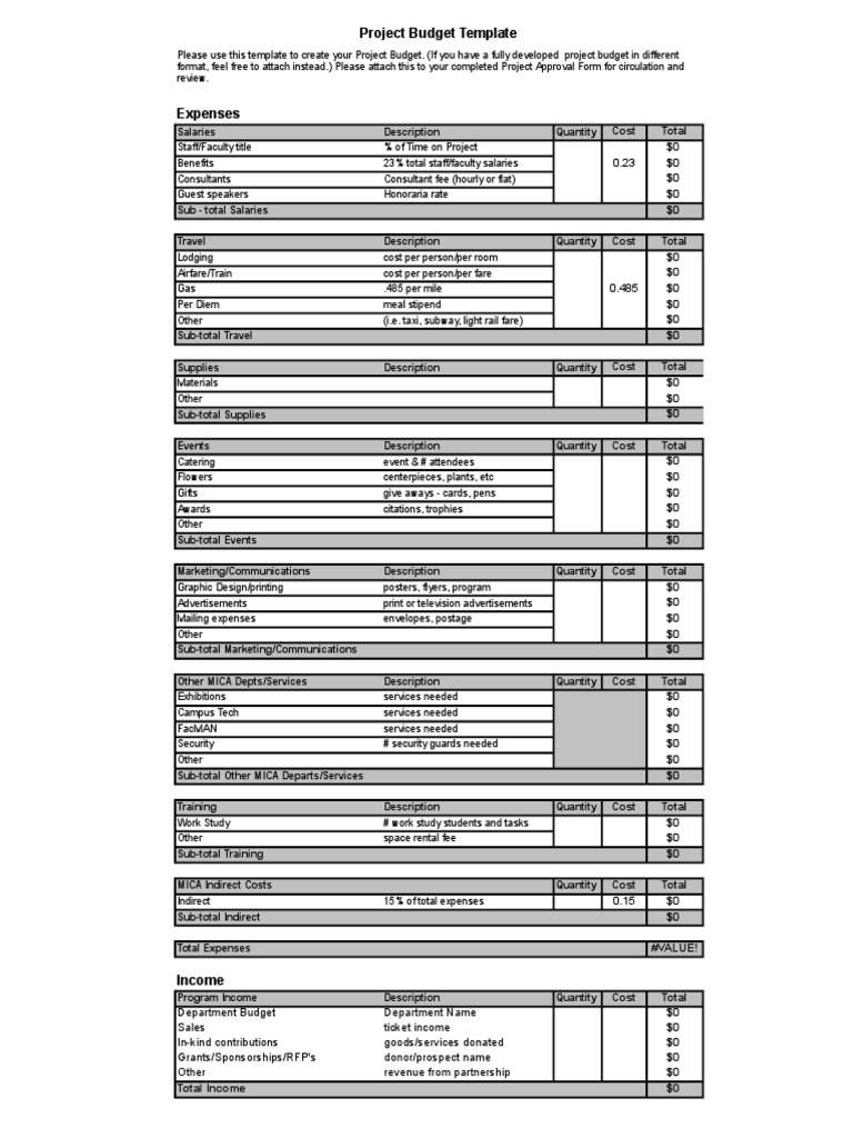 Project Budget Template File PDF