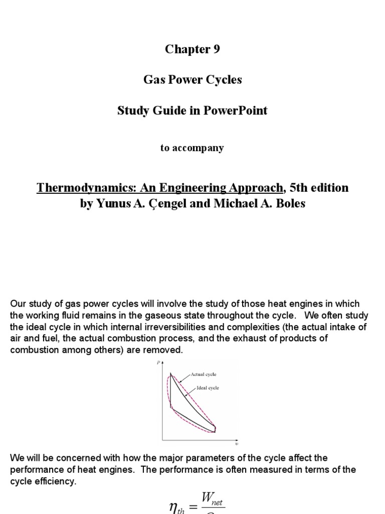 Gas Power Cycles Study Guide in Powerpoint: To Accompany | PDF