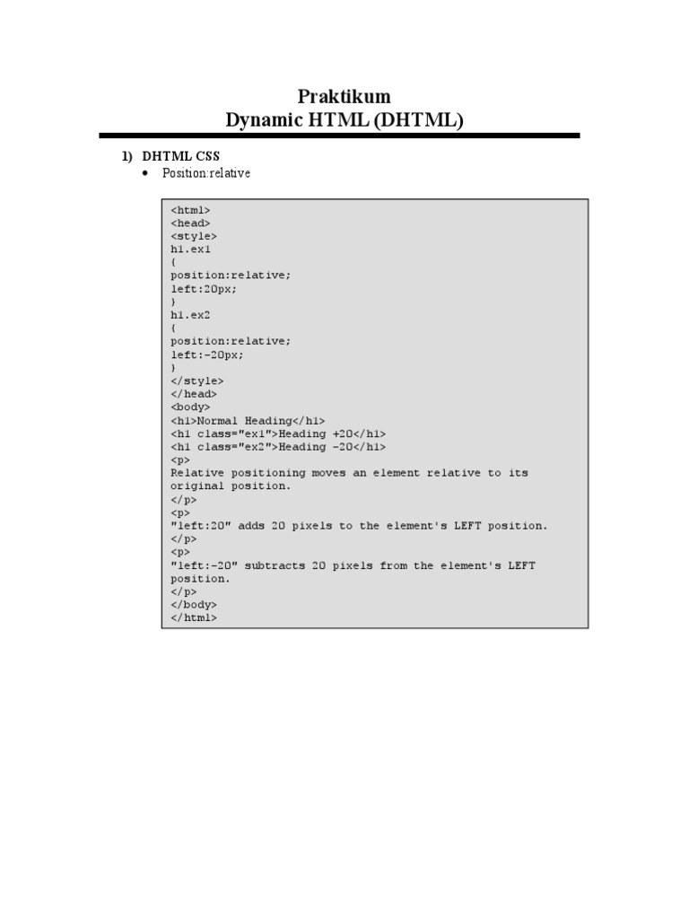 Praktikum DHTML | PDF | Dynamic Html | Web Browser