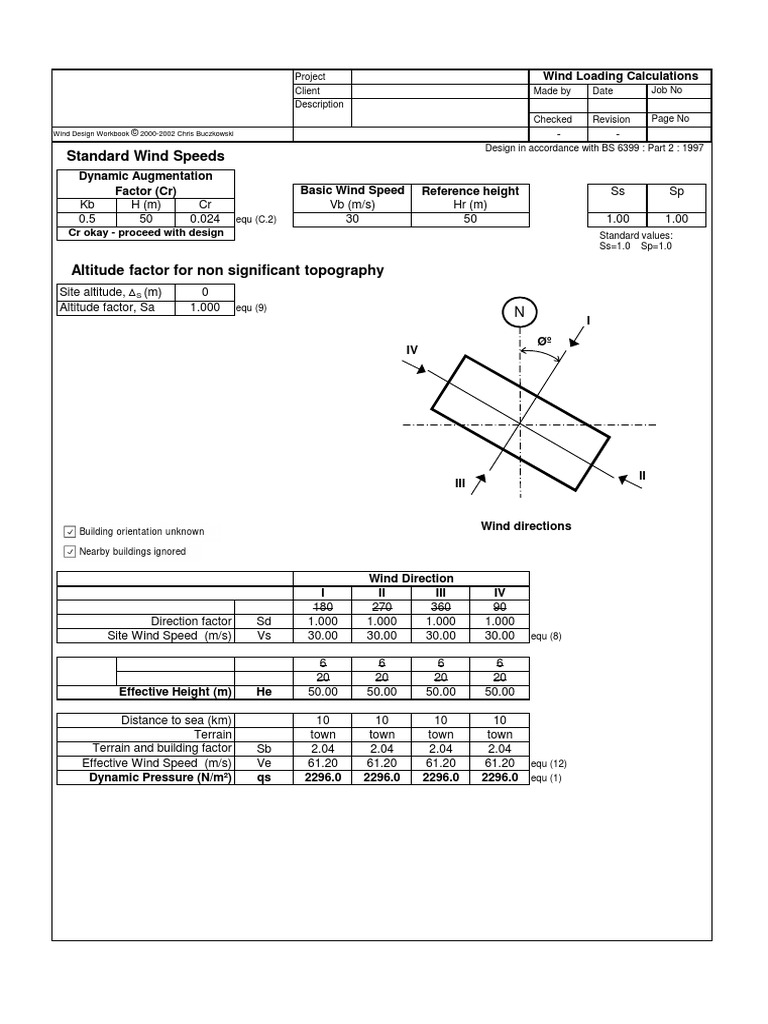 Wind Calculation BS 6399 | PDF