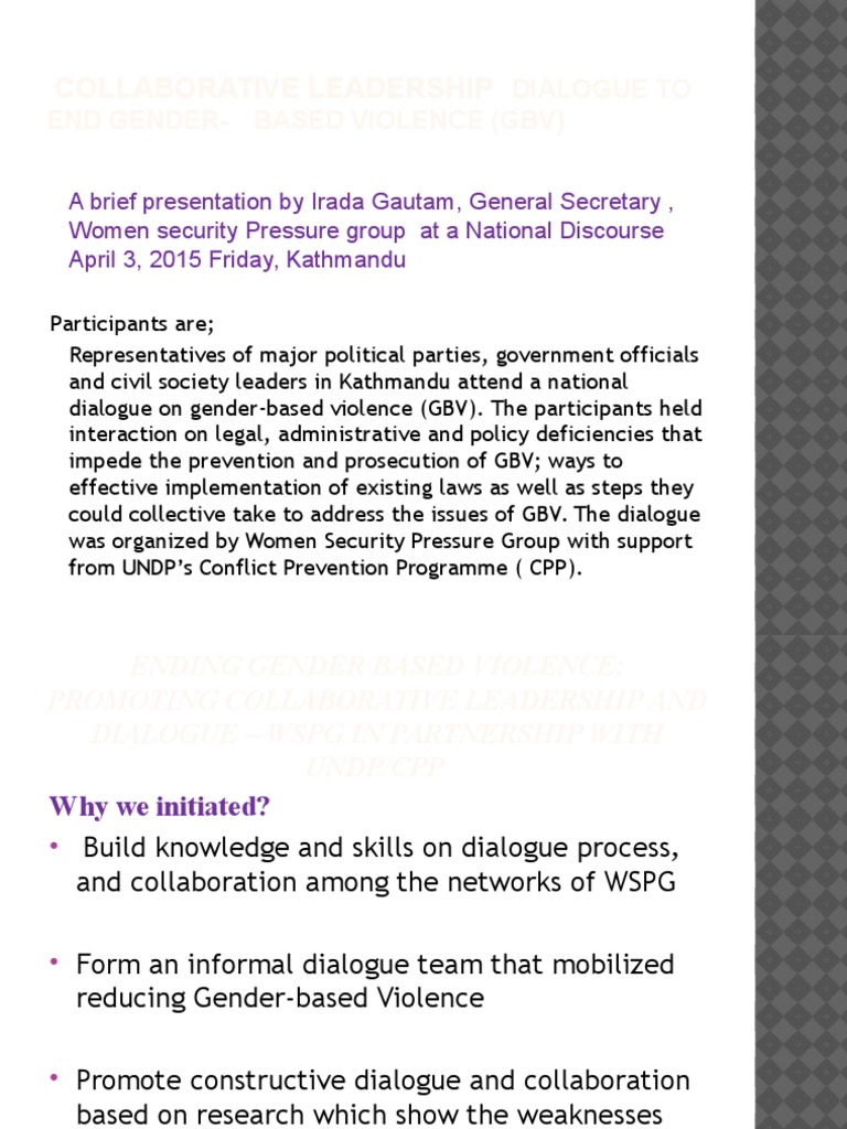 National Dialogue With Different Actors To End Gender Based Violence ...