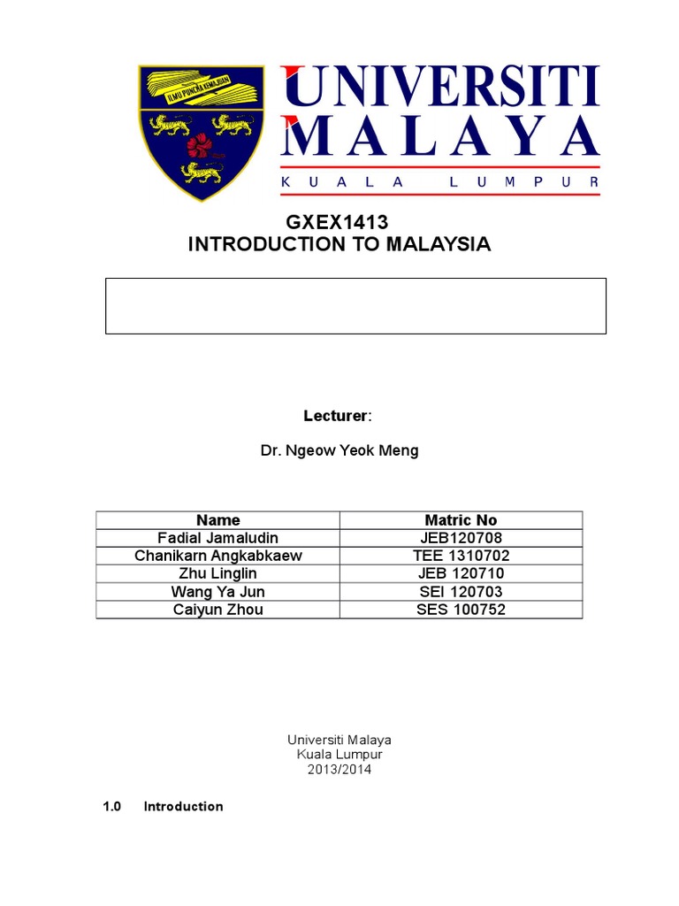 Compiled Essay for Intro to Malaysia | Malaysia