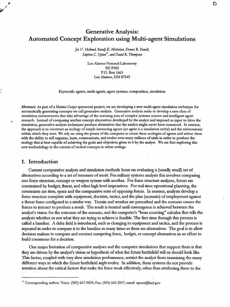 Generative Analysis: Automated Concept Exploration Using Multi-Agent Simulations | PDF ...