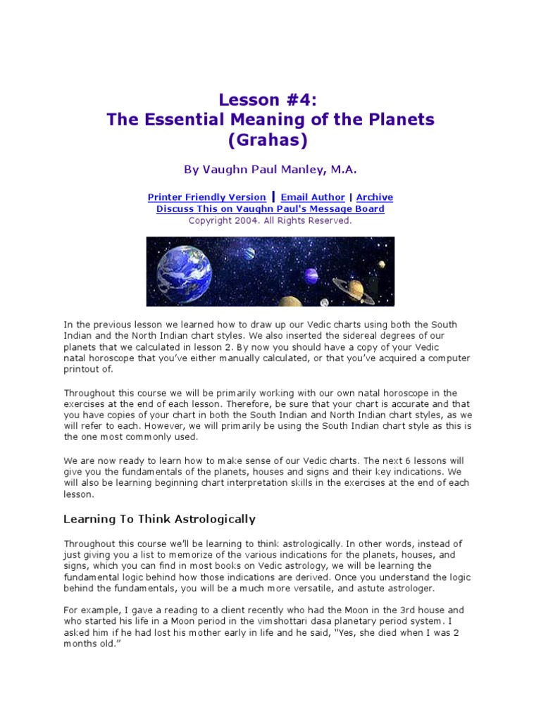 Lesson On Astrology - Planets | PDF | Planets In Astrology ...