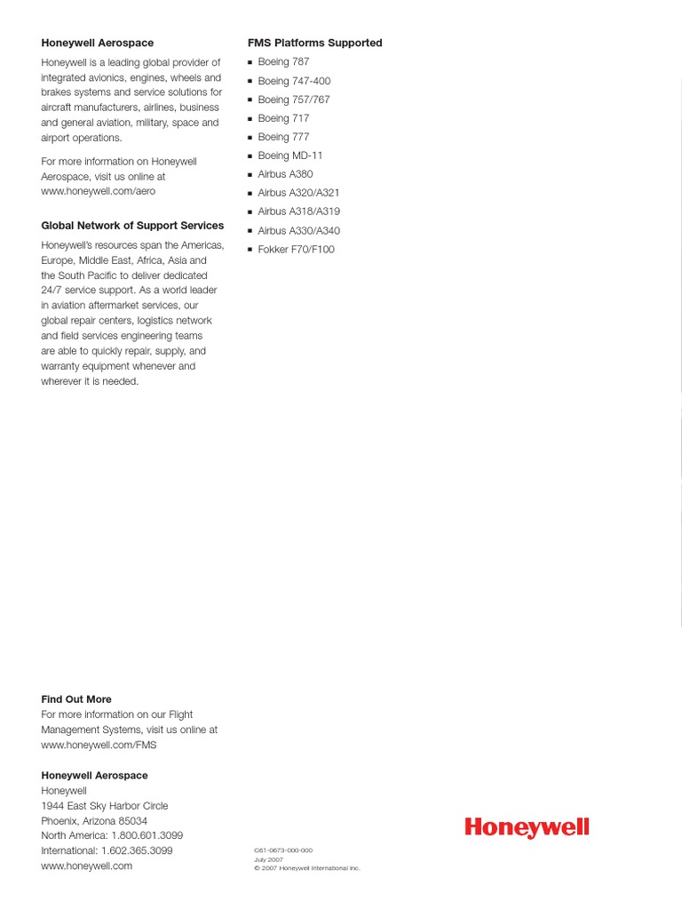 Honeywell Aerospace FMS Platforms Supported: Find Out More | PDF ...