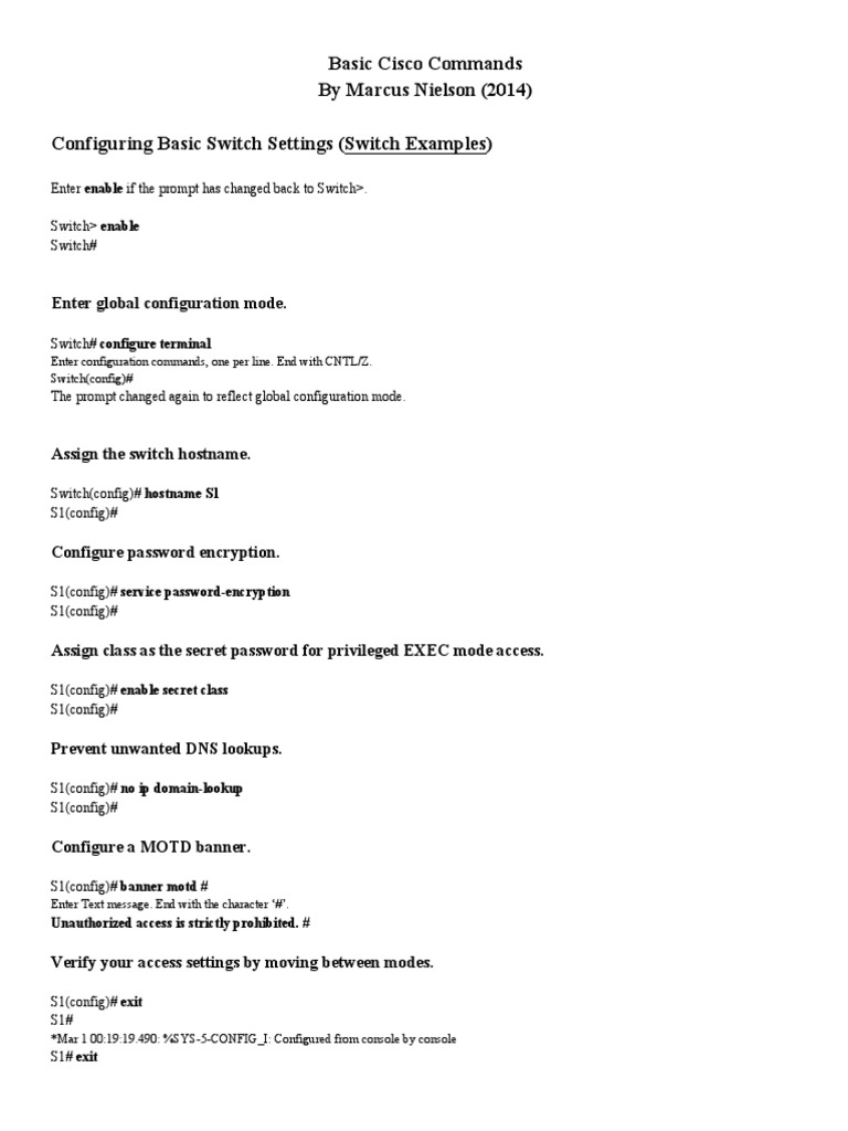 Basic Cisco Commands | PDF | Ip Address | I Pv6 Basic Cisco Commands | PDF | Ip Address | I Pv6