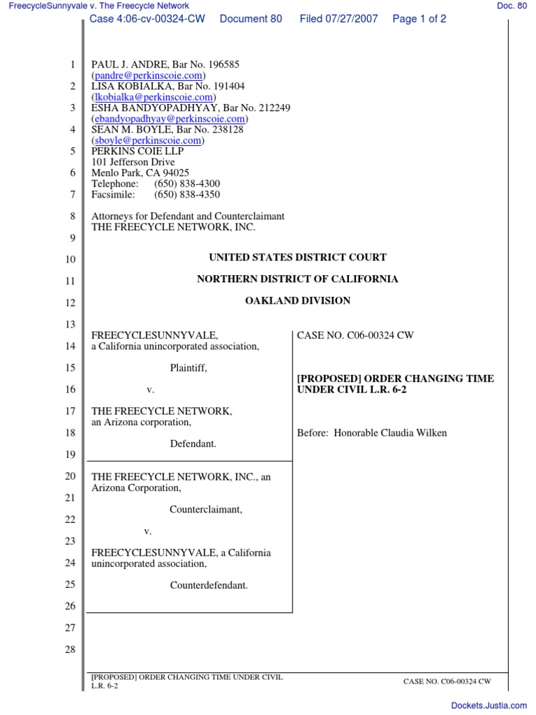 FreecycleSunnyvale v. The Freecycle Network - Document No. 80 | PDF ...