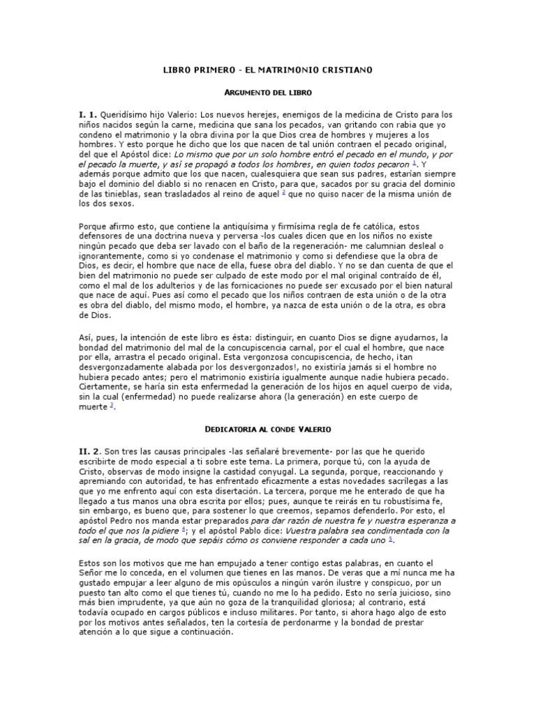 LIBRO PRIMERO de Nuptiis Et Concupiscentia | PDF | Cristo (título ...