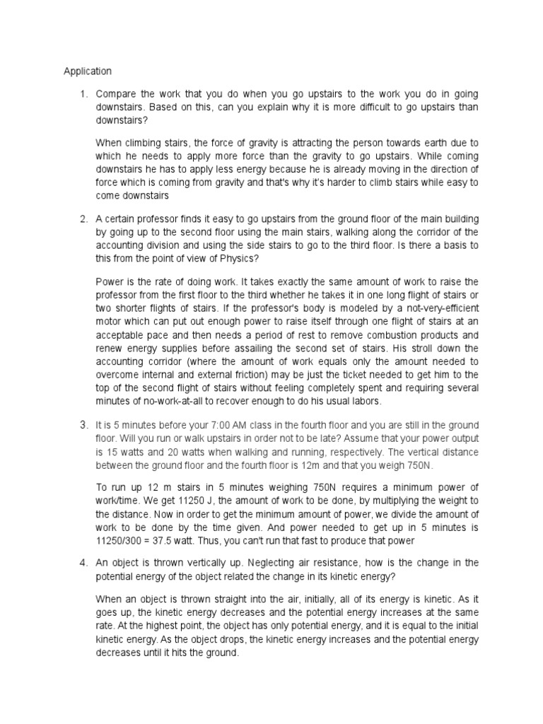 Application and Conclusion | PDF | Power (Physics) | Potential Energy