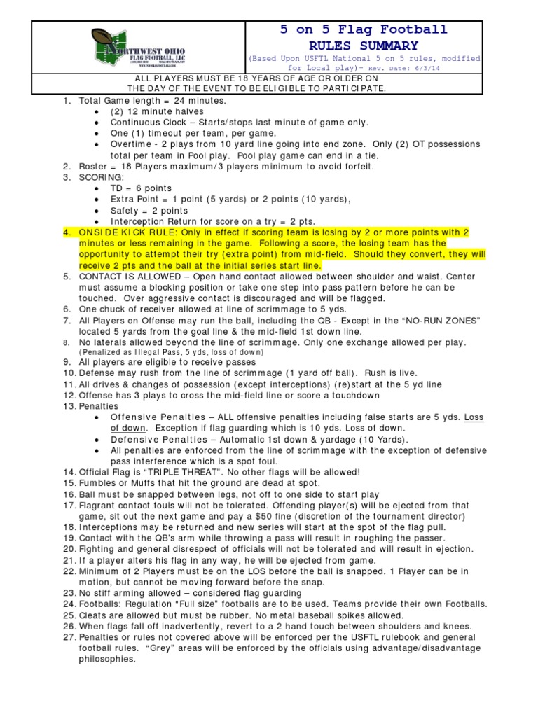 Flag Football Rules for Adults | PDF | Sports Rules And Regulations | Teams