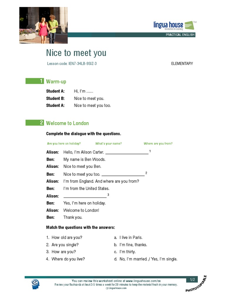 Nice To Meet You: Lingua House Lingua House | Download Free PDF ...