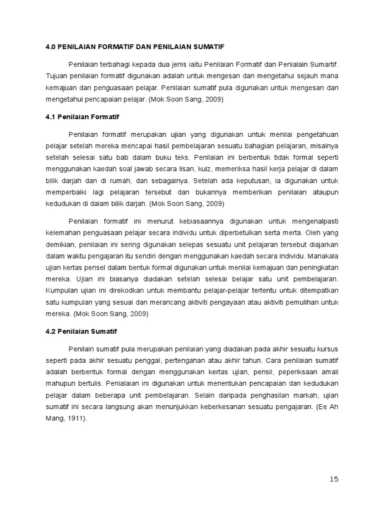 Penilaian Formatif Dan Penilaian Sumatif | PDF