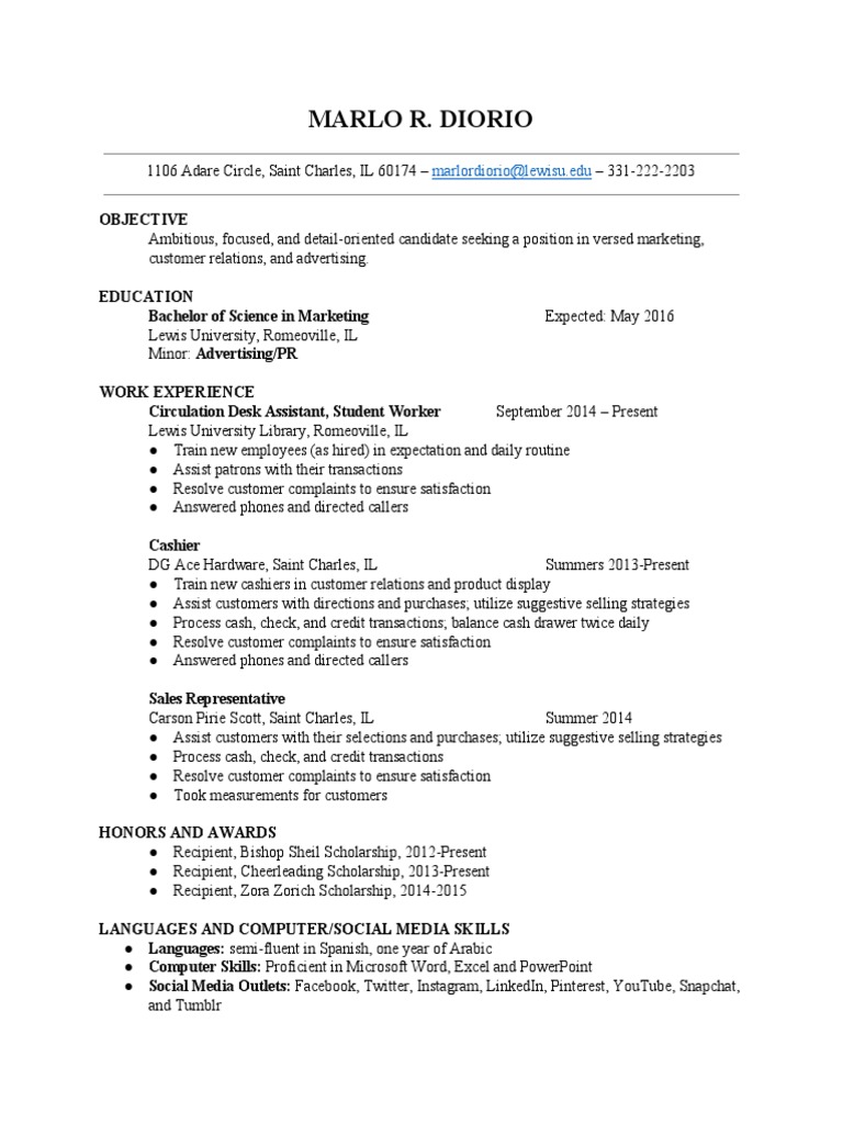 Marketing Graduate with Customer Service Skills | PDF