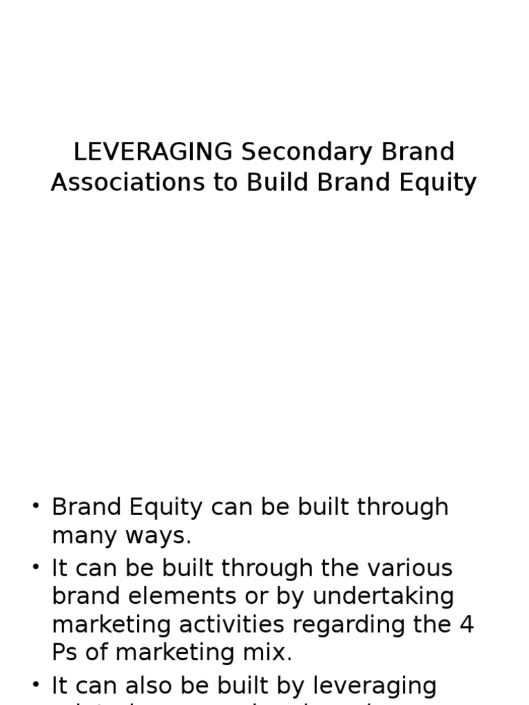 Leveraging Secondary Associations | PDF | Brand | Business Economics