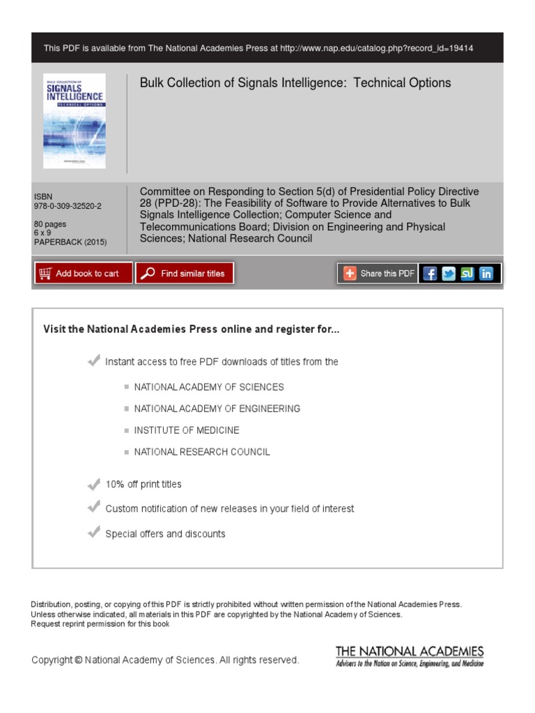 Bulk Collection of Signals Intelligence PDF | PDF | National Security ...