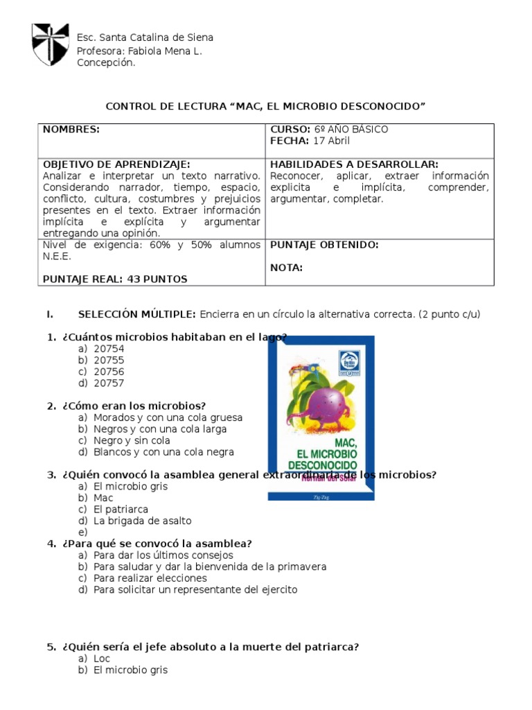 Mac El Microbio Desconocido Lectura Proceso Agitación