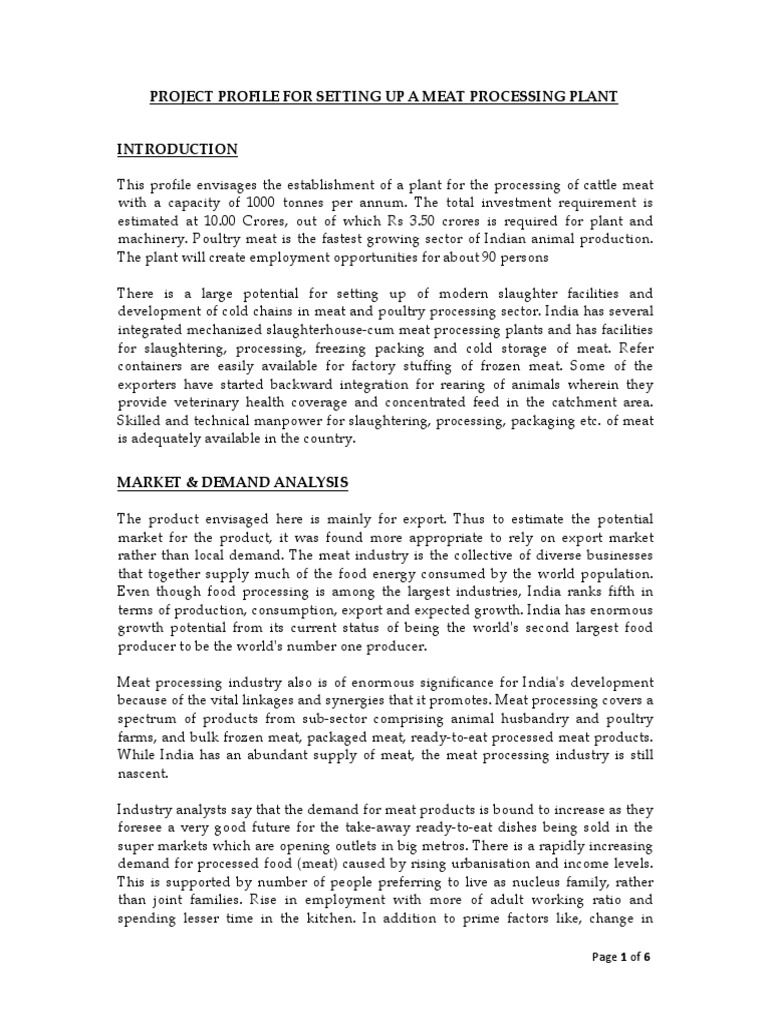20-Project Profile-Meat Processing Unit | PDF | Meat | Supermarket