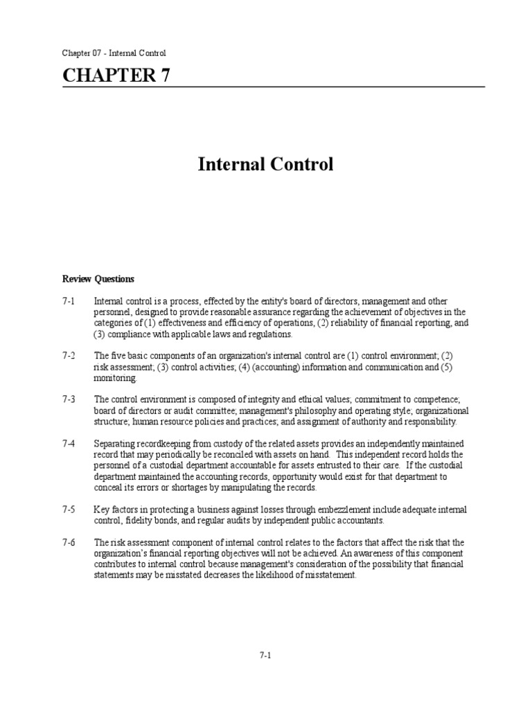Chapter 7 - Solution Manual | PDF | Internal Audit | Audit