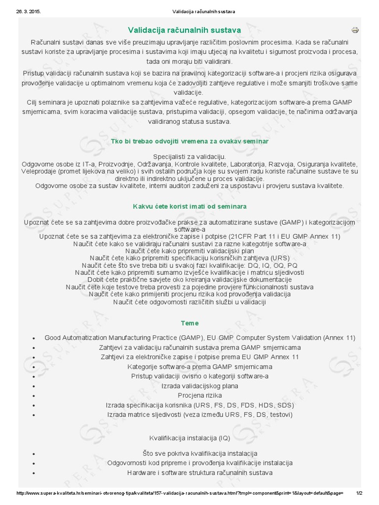 Validacija Računalnih Sustava | PDF