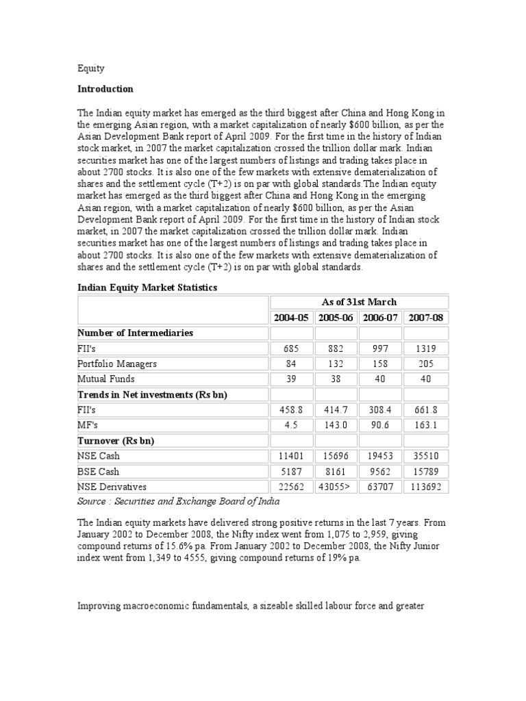 Overview of the Indian Equity Market | PDF | Stocks | Stock Market