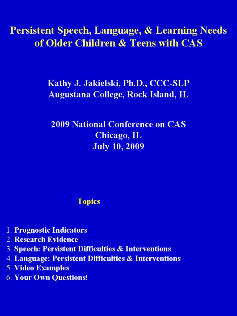 Persistent Speech, Language, & Learning Needs of Older Children & Teens ...