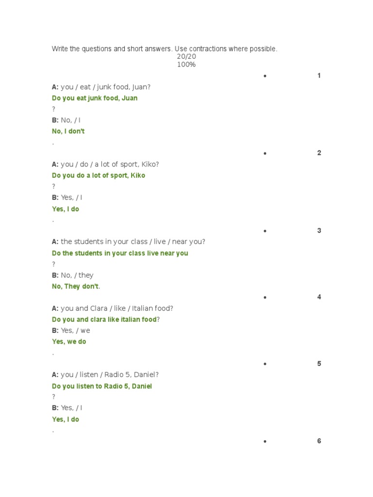 Write The Questions and Short Answers | PDF