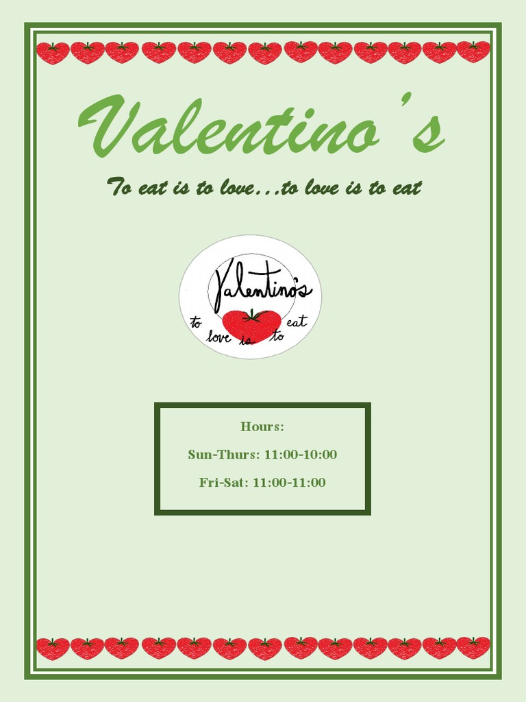 Valentino's Restaurant Menu & Prices | PDF | History
