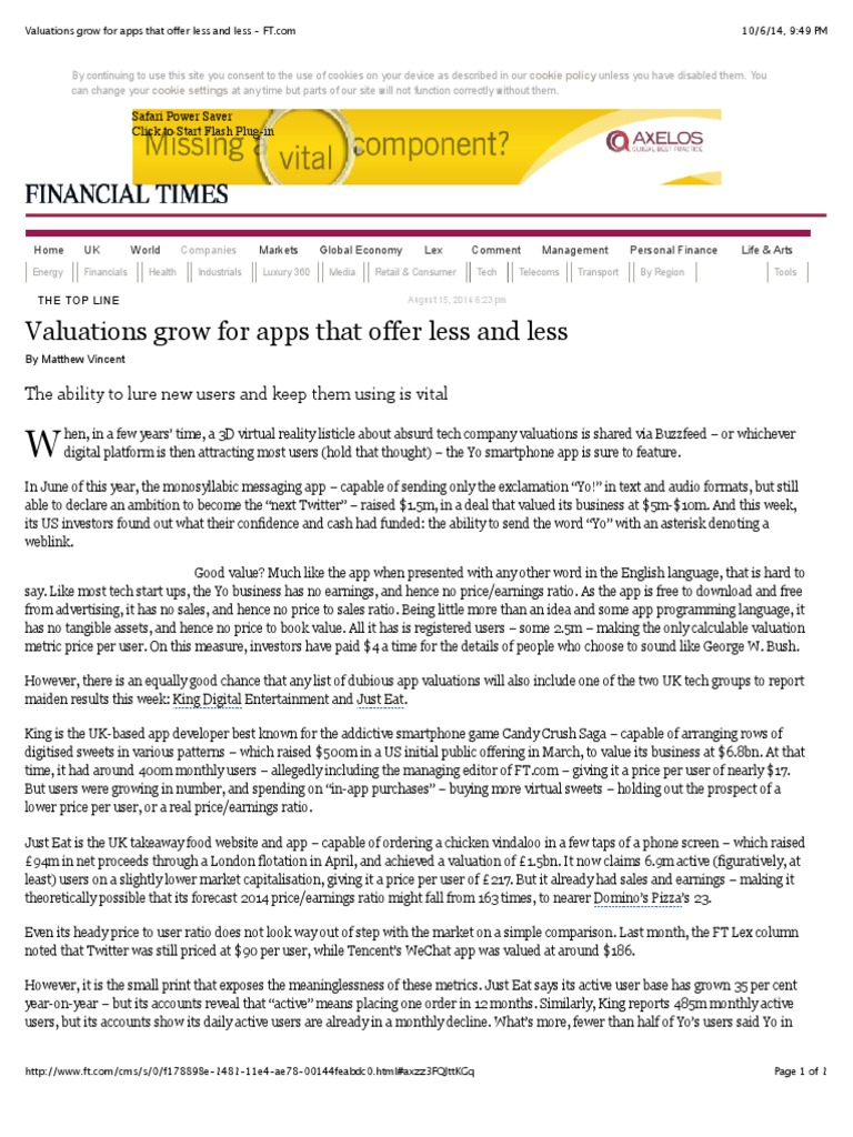App Valuation | PDF | Financial Times | Valuation (Finance)
