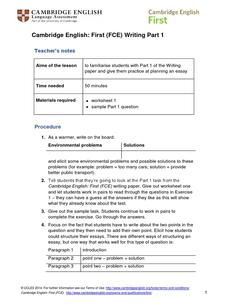 English First Fce From 2015 Writing Part 1 | Cognitive Science ...