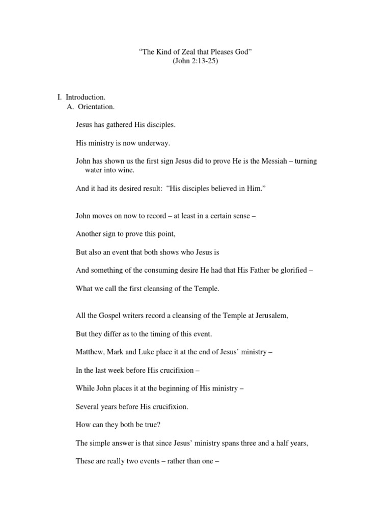 The Kind of Zeal That Pleases God | PDF | Ministry Of Jesus | Gospel Of ...