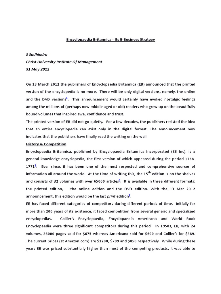 Encyclopedia Brtannica - E-Business Case Study PDF | PDF | Encyclopædia ...