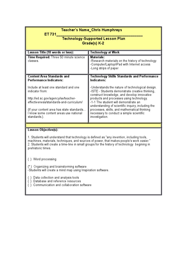 Humphrey Set 731 Tech Supported Lesson Plan | PDF | Brainstorming ...