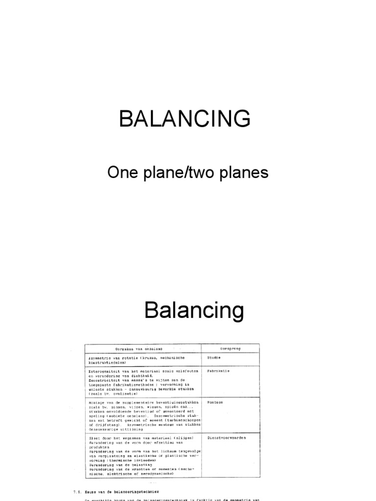 Balancing: One Plane/two Planes | PDF