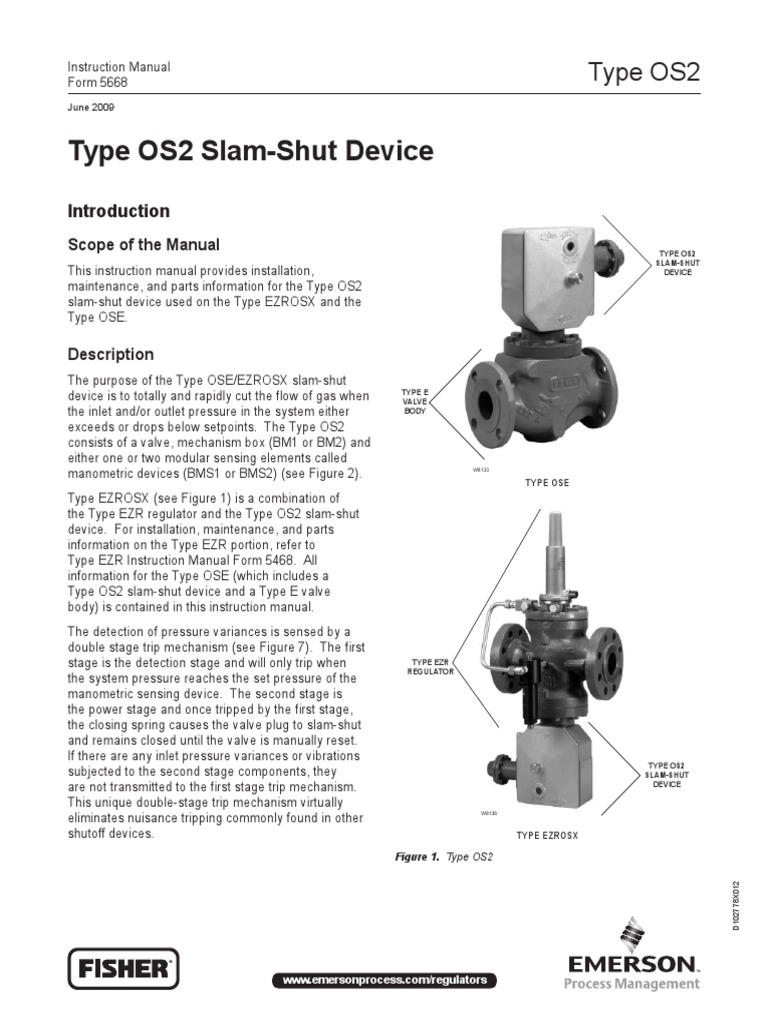 Manual de Operación Slam Shut | PDF | Valve | Pressure Measurement