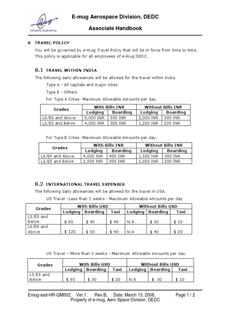 International Travel Policy | PDF | United States Dollar | Expense