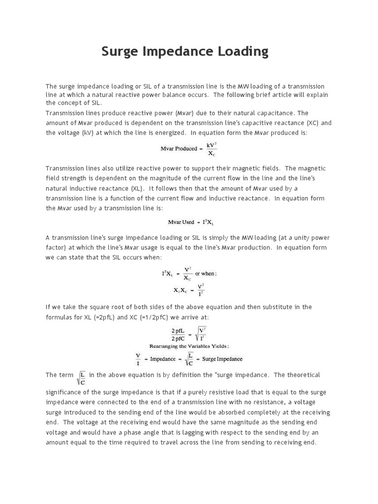 Surge Impedance Loading | Ac Power | Electrical Impedance