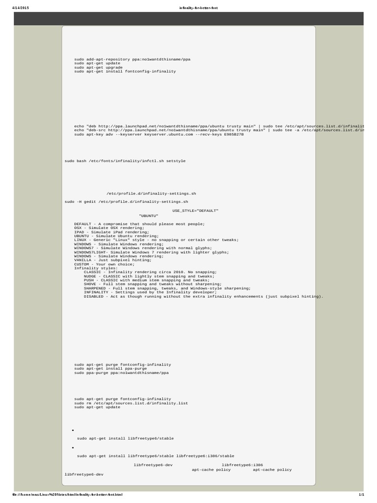 Enable Infinality For Better Font Rendering In Ubuntu Pdf Ubuntu Operating System